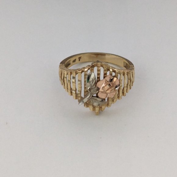 Unknown | Jewelry | 4kt Solid Gold Tri Color Flower Slatted Ring Size 7 ...